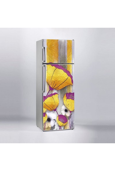 Sticker Art Buzdolabı Sticker Kaplama Dolap Kaplama Etiketi 3D Golden Flowers