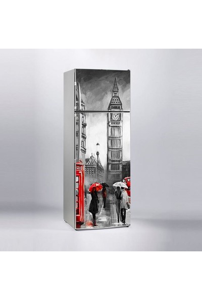 Sticker Art Buzdolabı Sticker Kaplama Dolap Kaplama Etiketi Saat Kulesi Yağlıboya