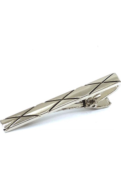 Kravatkolik Gümüş Renk Baklava Desen Kravat İğnesi