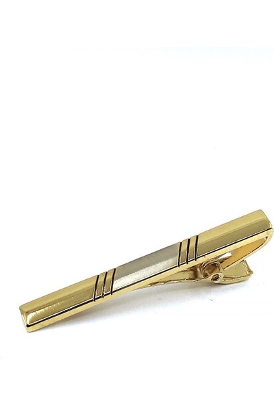 Kravatkolik Gold Renk Altı Çizgi Desen Kravat İğnesi