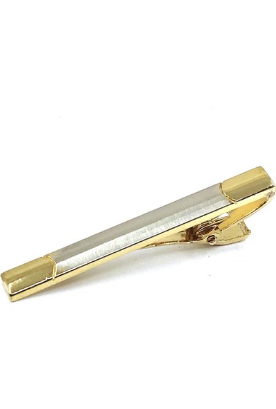 Kravatkolik Gold Renk Yarı Mat İki Çizgi Kravat İğnesi