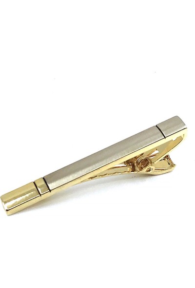 Kravatkolik Gold Renk Mat Üç Çizgi Desen Kravat İğnesi