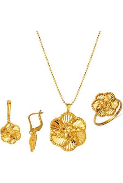 Label Gül Tanesi 22 Ayar Üçlü Takı Seti