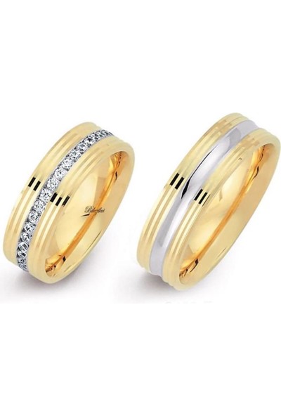 Bilezikci Çift Renkli 14 Ayar Altın Alyans Takımı