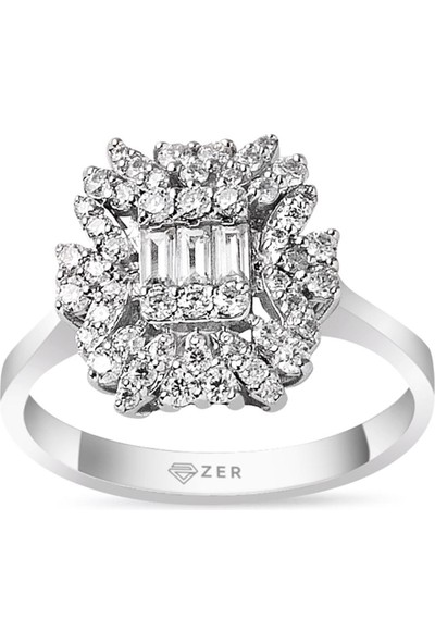Zer 0,45 Karat Baget Pırlanta Yüzük