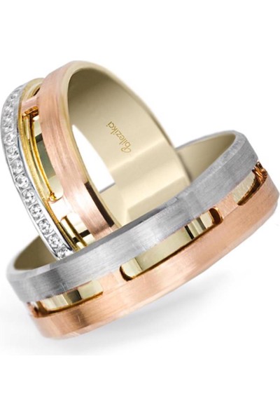 Bilezikci Rose Beyaz 14 Ayar Alyans Takımı