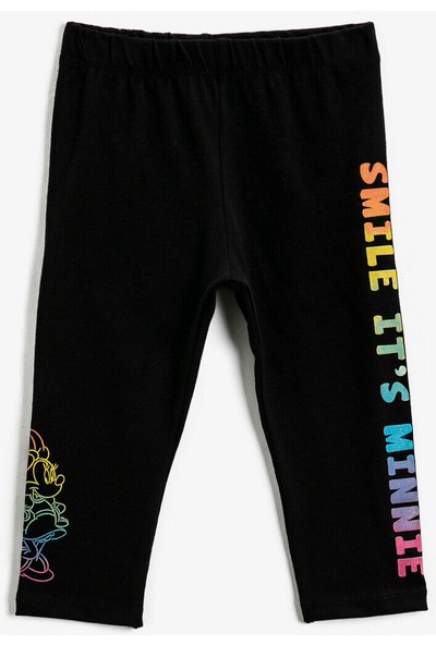 Koton Kız Çocuk Minnie Lisanslı Tayt Pamuklu Baskılı Beli Lastikli