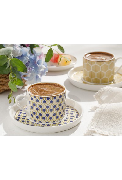 English Home Locus Comb New Bone 2'li Kahve Fincan Takımı 80 ml Sarı - Mavi English Home Locus Comb New Bone 2'li Kahve Fincan Takımı 80 ml Sarı - Mavi
