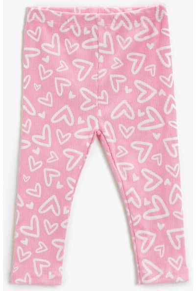 Koton Beli Lastikli Tayt Kalp Baskili