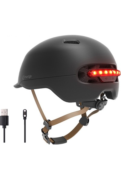 Xiaomi Smart4u Youpin Motosiklet/ Bisiklet Akıllı Kask Flaş Uyarı - Siyah L (Yurt Dışından)