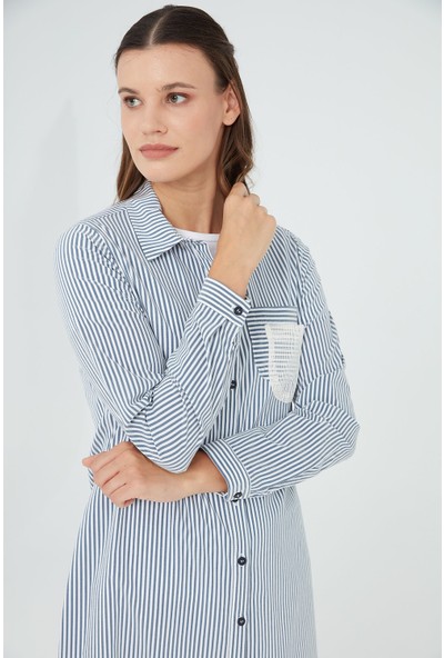 Nihan Çizgili Tunik Lacivert