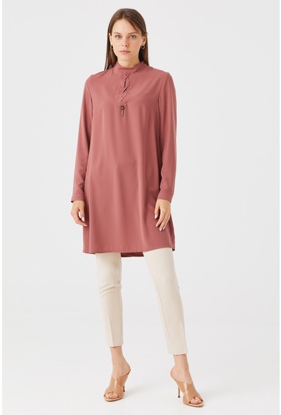 Nihan Yaka Detaylı Tunik Kiremit
