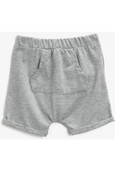 Koton Erkek Bebek Çizgili Şort Pamuklu Kanguru Cepli