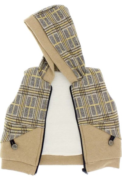 Babyboy Ekose Model Erkek Bebek Yelek - Kahverengi - 6-9 Ay