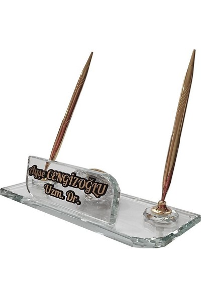 Mert İsme Özel Kristal Kalemli Masa İsimliği Gold Mert İsme Özel Kristal Kalemli Masa İsimliği Gold