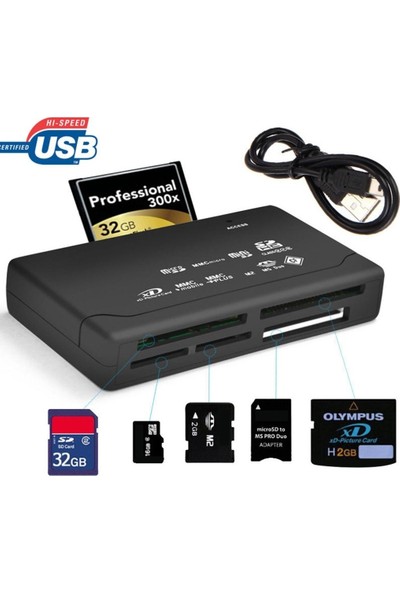 PSGT Çoklu Kart Okuyucu Compact Tf Micro Sd Mmc M2 Ms Xd Tf USB 2.0