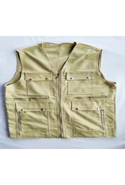 Modası Çok Cepli Pamuk Keten Avcı Yelek Modası Çok Cepli Pamuk Keten Avcı Yelek
