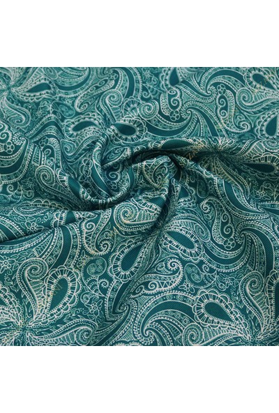 Suzani Petrol Yeşili Dantel Desenli Dijital Baskılı Kumaş KMS-1005
