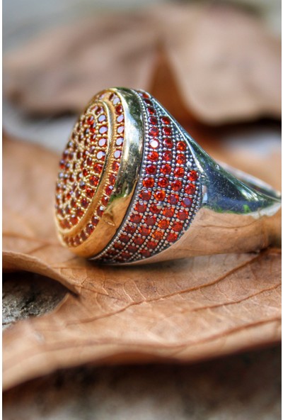 Senin Silver Erkek Kırmızı Zirkon Taş Işlemeli Kırmızı Zirkon Taşlı 925 Ayar G Senin Silver Erkek Kırmızı Zirkon Taş Işlemeli Kırmızı Zirkon Taşlı 925 Ayar G