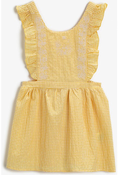 Koton Kız Bebek Kareli Elbise Fırfırlı Pamuklu