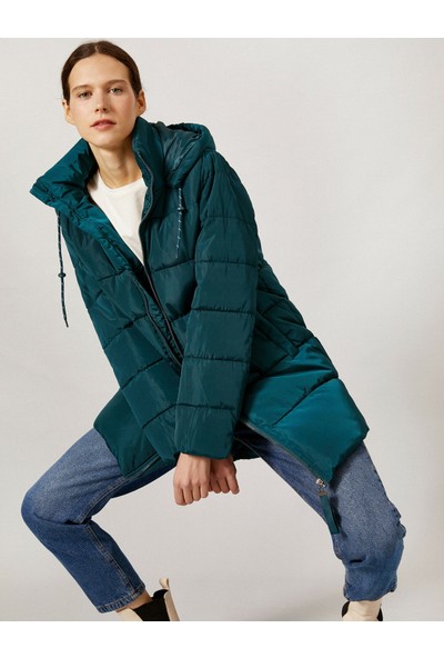 Koton Şişme Mont Kapüşonlu Uzun Fermuarlı