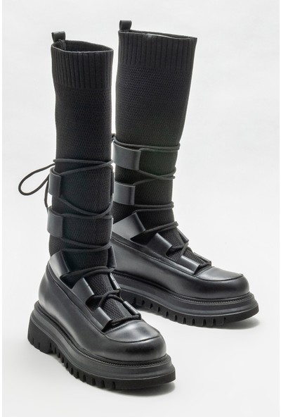 Elle Shoes Siyah Kadın Düz Çizme