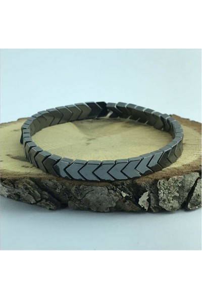 RD Ekoavm Doğaltaş Unisex Gri Hermes Hematit Ok Bileklik