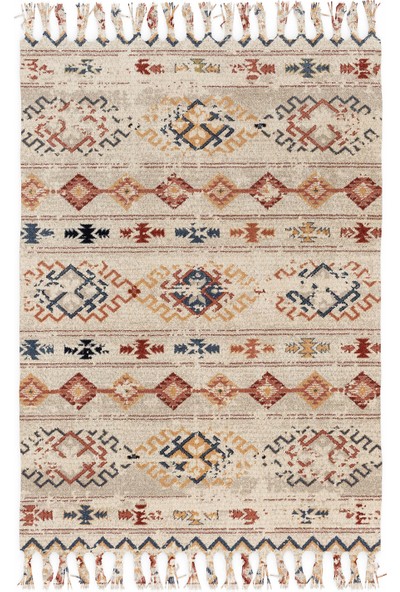 Gardenya Home Babil Seri 032 Bej Mistik Desenli Otantik Kara Tezgah Çift Taraflı Kilim