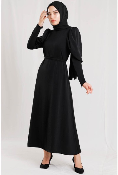 Zülays Balon Kol Elbise Siyah
