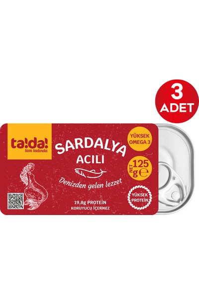 Tada Acılı Sardalya Konservesi 3 x 125 gr Tada Acılı Sardalya Konservesi 3 x 125 gr