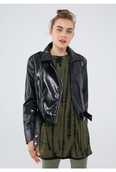 Mavi Siyah Biker Ceket Mavi Siyah Biker Ceket
