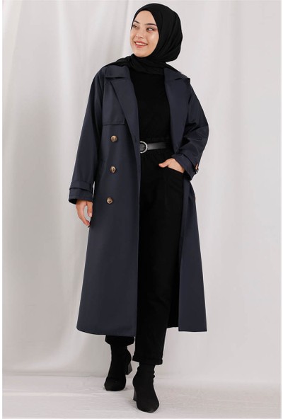 Zülays Klasik Trenç Lacivert Zülays Klasik Trenç Lacivert