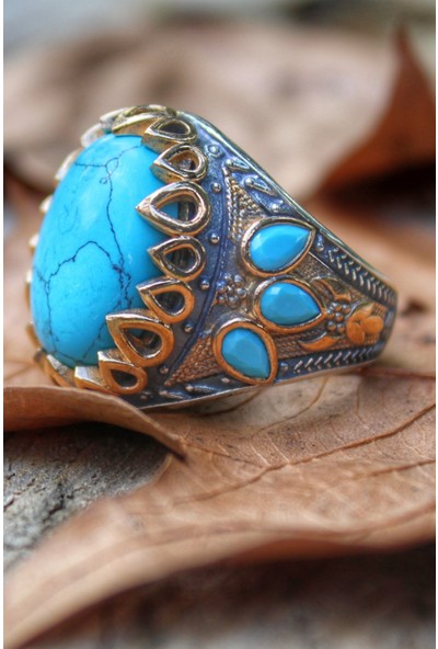 Senin Silver 3 Taşlı Firuze Taşlı Oval Gümüş Erkek Yüzük Senin Silver 3 Taşlı Firuze Taşlı Oval Gümüş Erkek Yüzük