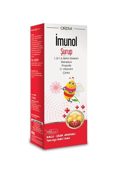 Orzax Imunol Ballı Çilek Aromalı Şurup 150ml