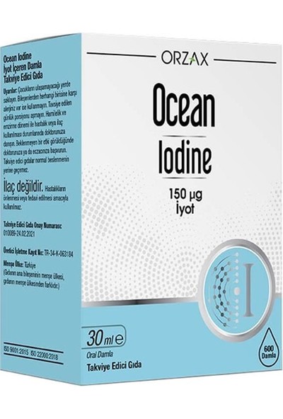 Orzax Ocean Iodine 150 Μg Iyot Takviye Edici Gıda 30 Ml Orzax Ocean Iodine 150 Μg Iyot Takviye Edici Gıda 30 Ml