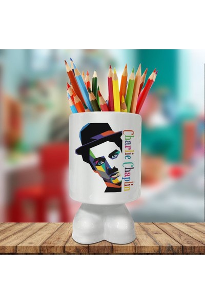 Asilmeydan Charlie Chaplin Karakter Baskılı Ayaklı Seramik KALEMLIK-AK191 Asilmeydan Charlie Chaplin Karakter Baskılı Ayaklı Seramik KALEMLIK-AK191