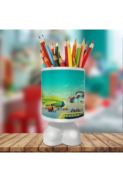 Asilmeydan Yük Taşımacılığı Uçak Pisti Baskılı Ayaklı Seramik KALEMLIK-1441-2739 Asilmeydan Yük Taşımacılığı Uçak Pisti Baskılı Ayaklı Seramik KALEMLIK-1441-2739