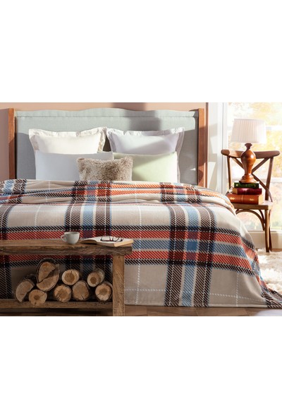 Madame Coco Antonin Welsoft Çift Kişilik Baskılı Battaniye - Bej