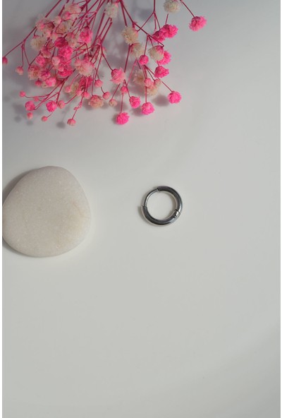 Sacce Scarves&Accessories Gümüş Renk Çelik Düz Halka Piercing Helix Kıkırdak Küpesi