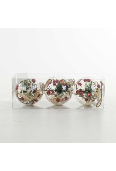 Euro Flora Yılbaşı Dekorlu Top 8 cm 3 'lü Pk