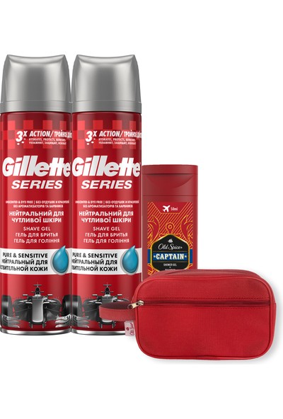 Gillette Tıraş Jeli (2'li) + Old Spice Duş Jeli Çanta Hediyeli