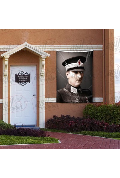 Asilmeydan Askeri Üniformalı Gazi Mustafa Kemal Atatürk - Portre 100X150 cm Saten Kumaş