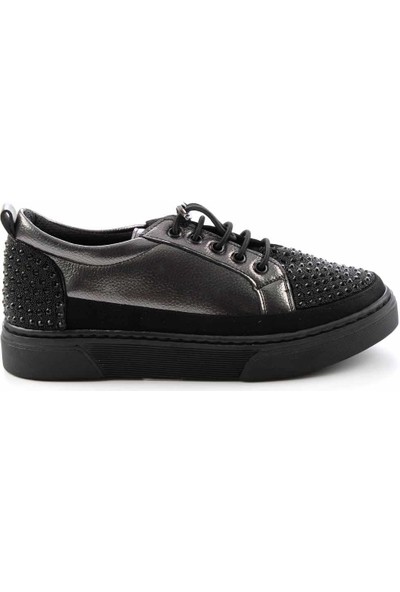 Bambi Kurşun Simli Kadın Casual Ayakkabı K01763031178
