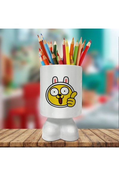 Asilmeydan K-Pop Bts Kakao Friends Baskılı Ayaklı Seramik KALEMLIK-AK322