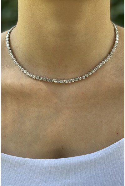 Ressia Kadın Gümüş Rengi Su Yolu Zirkon Kolye