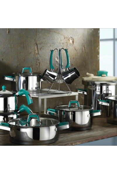 Kütahya Porselen Silindir 18 Prç Çelik Çeyiz Seti Cam Göbeği