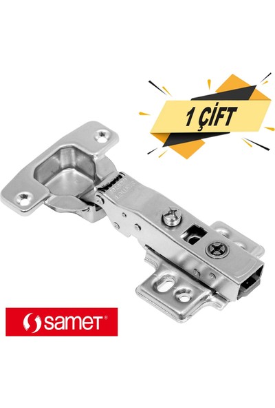 Samet Master Frenli Dolap Kapak Menteşesi Pistonlu Düz Tas Menteşe (1 Çift)
