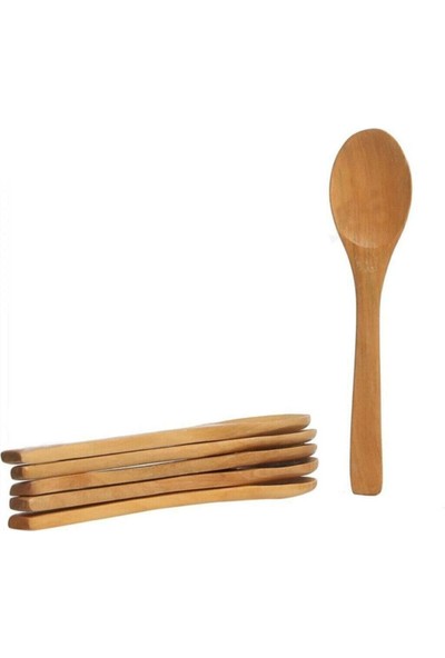 Dükkangül Bambu Ahşap 6'lı Şekerlik Baharatlık , Bal Kaşığı