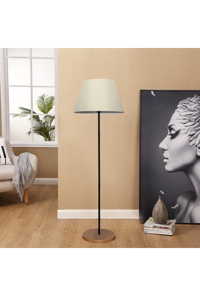 Homing Metal Gövdeli Ahşap Ayaklı Lambader-Konik Homing Metal Gövdeli Ahşap Ayaklı Lambader-Konik