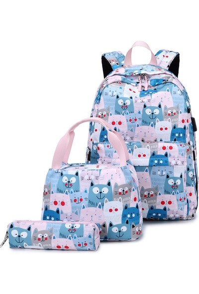 Sunsky Çeşitli Baskılı Sırt Çantası Seti Pembe (Yurt Dışından)